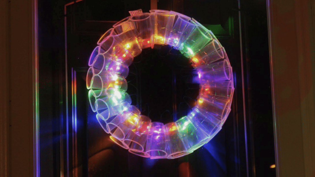 Easy DIY Plastic Cup LED Wreath - DIY Joy
