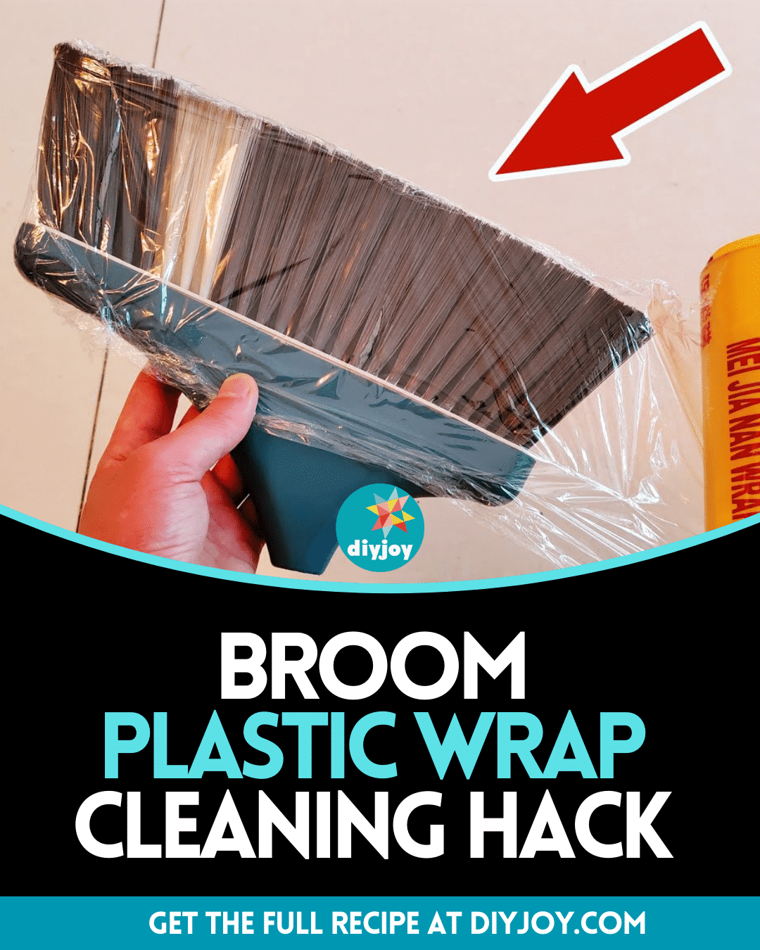 Easy Broom Plastic Wrap Cleaning Hack DIY Joy