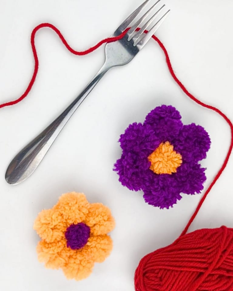 How to Make Pom Pom Flowers Using a Fork - DIY Joy