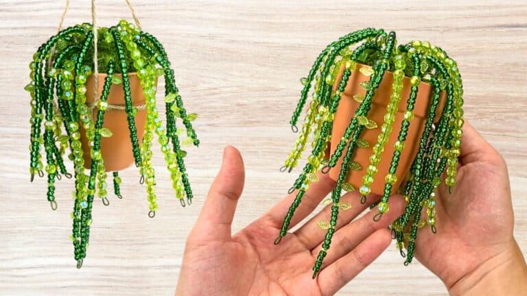 DIY Beaded Leaf Plant in a Terra Cotta Pot – Desk Decor Idea
