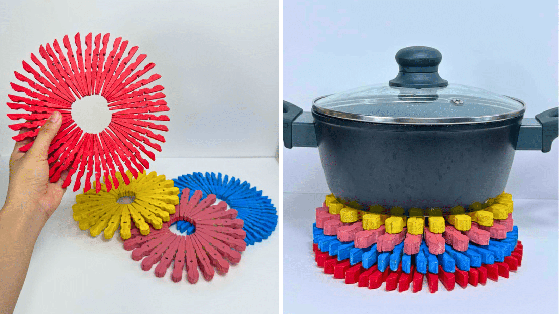 Easy Colorful Clothespin Trivet - DIY Joy