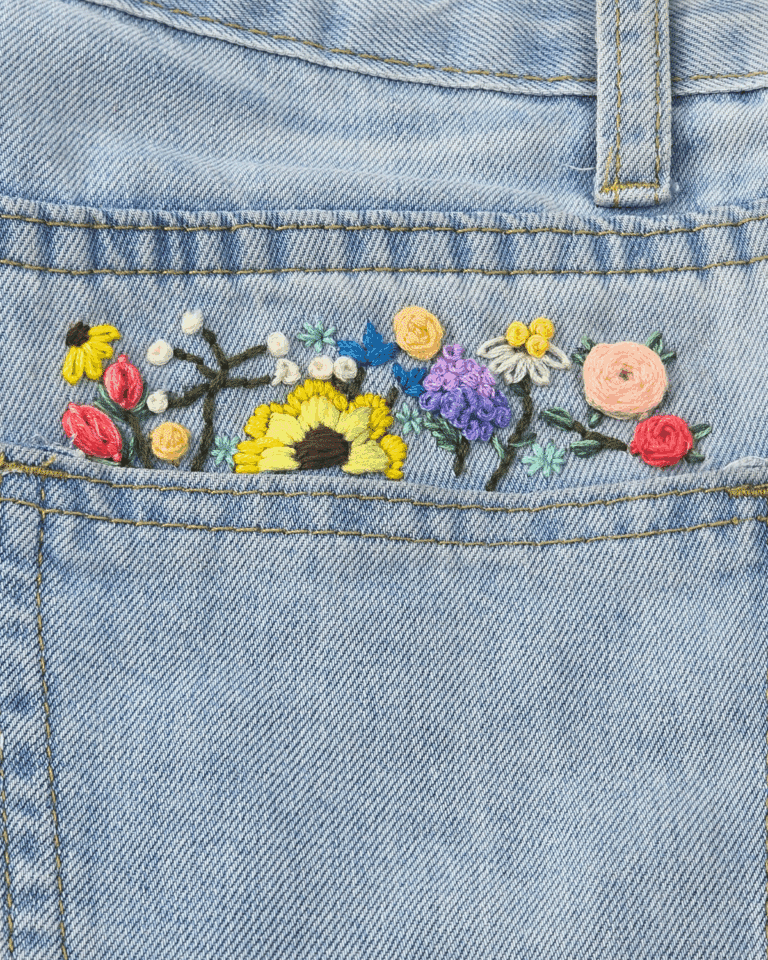 Floral Embroidery for Jean Pockets - DIY Joy
