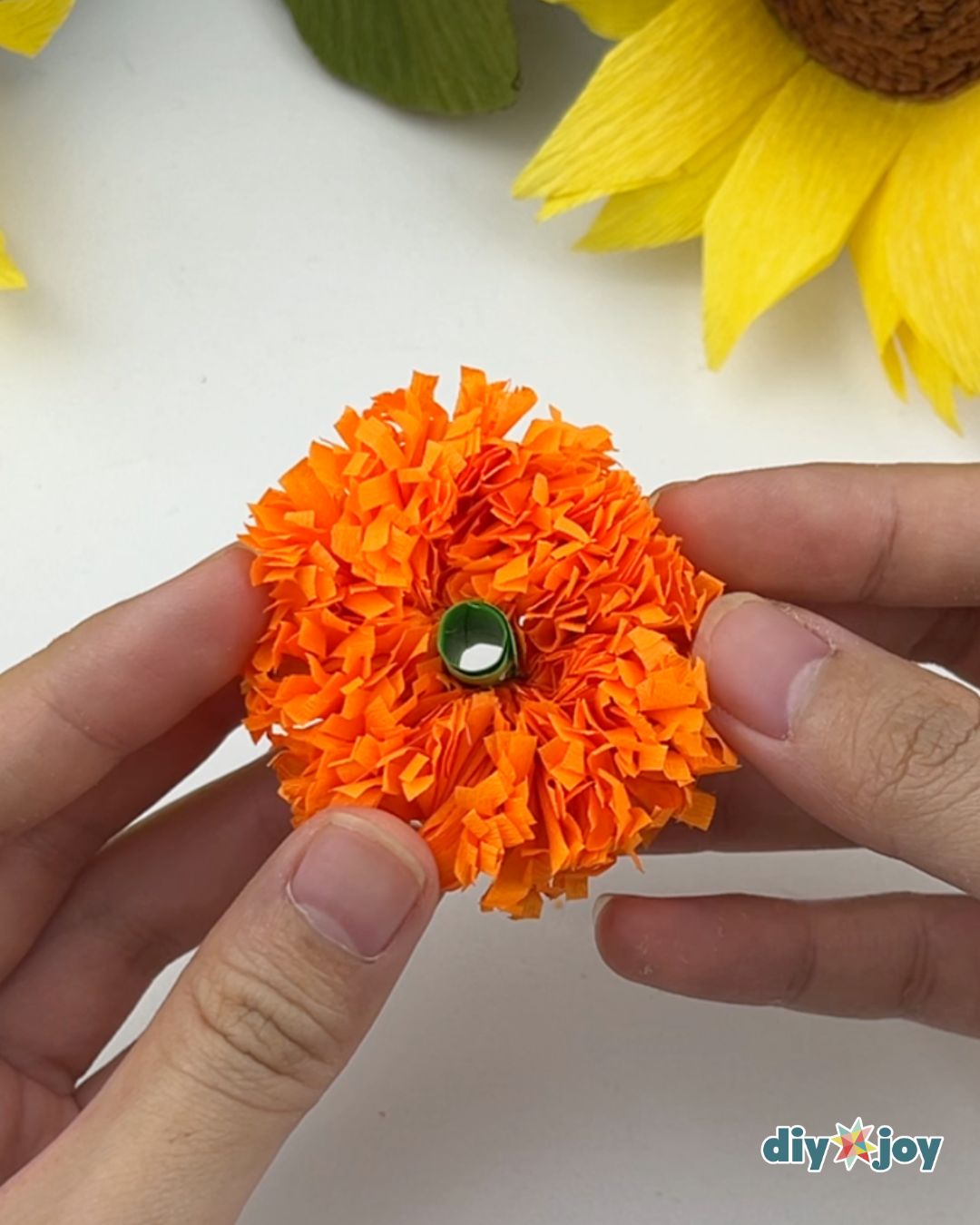Marigold Garland Using Crepe Paper Streamers - DIY Joy