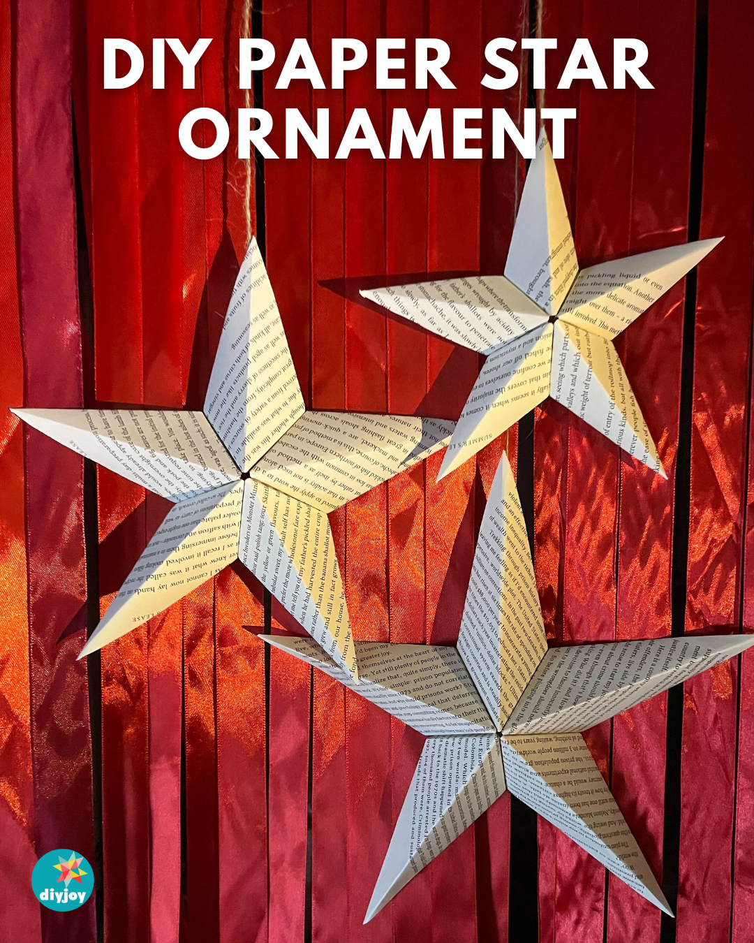 DIY Paper Star Ornament | Book Page Crafts - DIY Joy