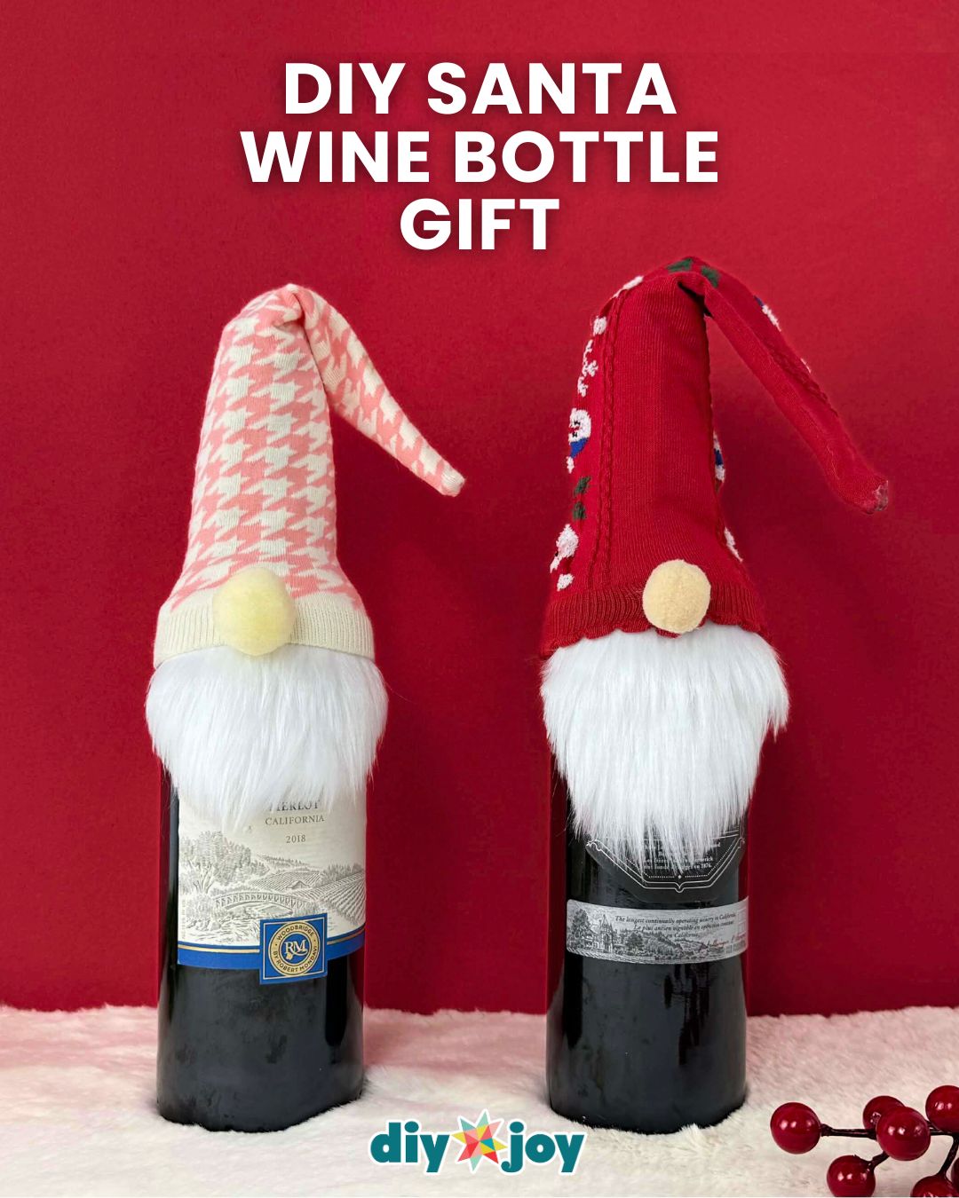 DIY Santa Wine Bottle Gift - DIY Joy