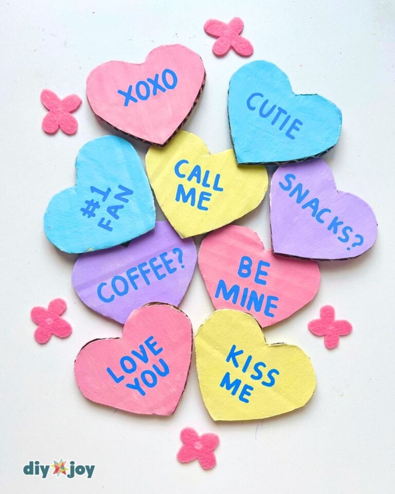 Cardboard Conversation Hearts | DIY Valentine's Decor - DIY Joy