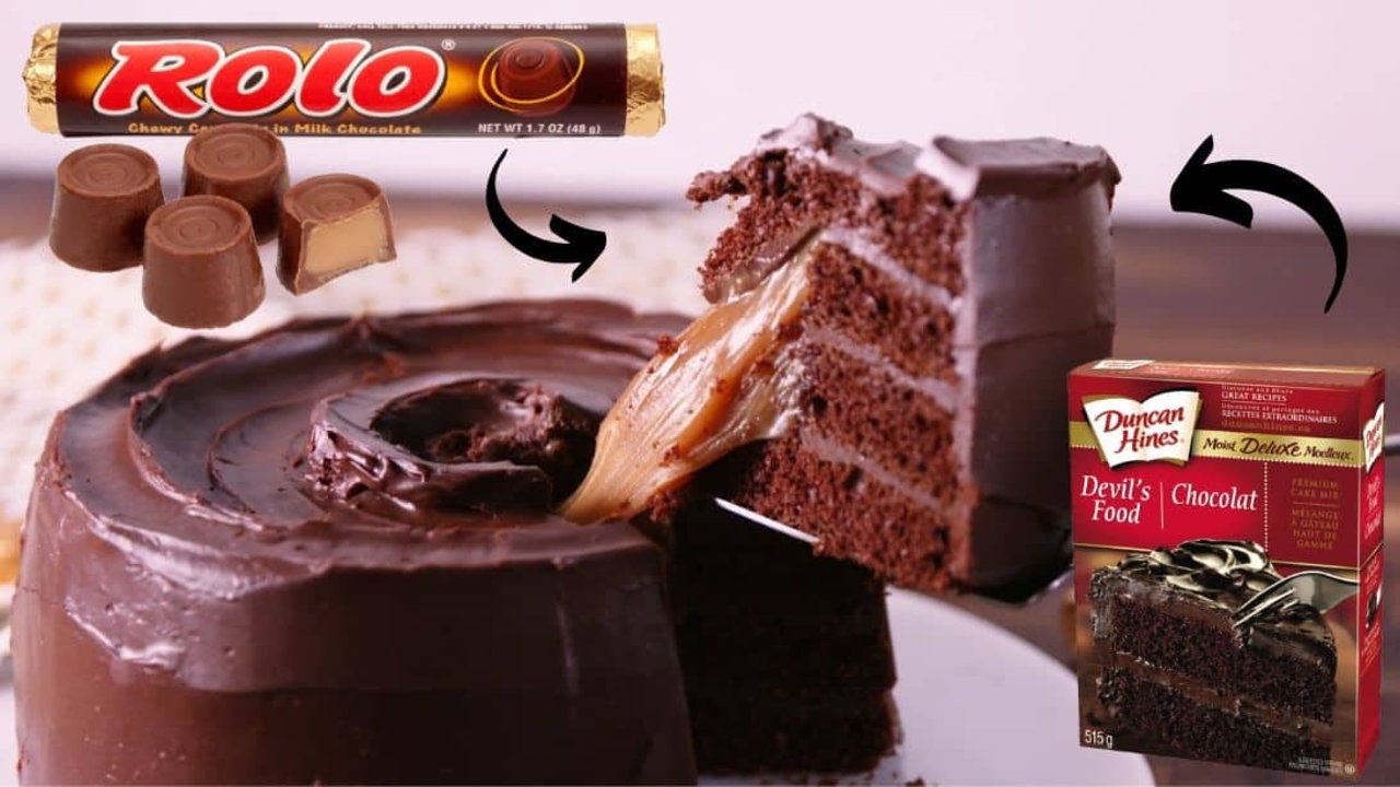 Easy Giant Rolo Chocolate Cake Recipe - DIY Joy